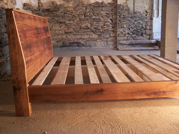 Reclaimed Wood SLANT BACK Platform Bed, Farmhouse Bed Frame, King Bed ...