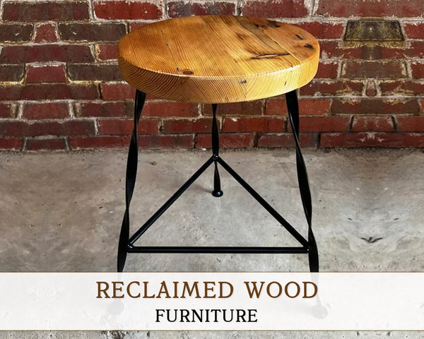 Modern Bar Stool with Twisted Wrought Iron Legs | Strong Oaks Workshop ...